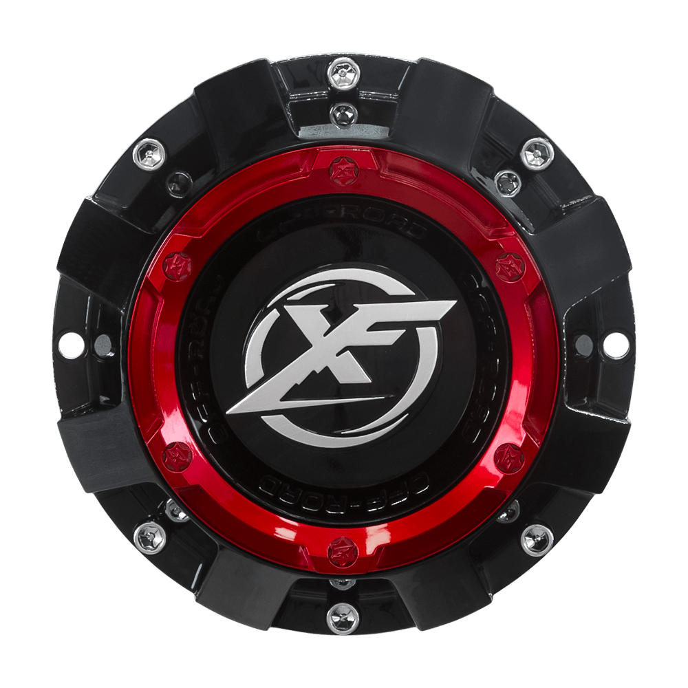 XF-220 Cap Red For Gloss Black Red milled 22x10, 5x lug & 6x lug wheel ...