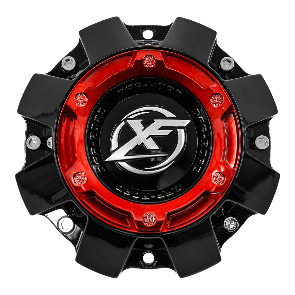 XF-215, XF-216, XF-219, XF-222 Cap Red For Gloss Black Red milled 20x9 ...